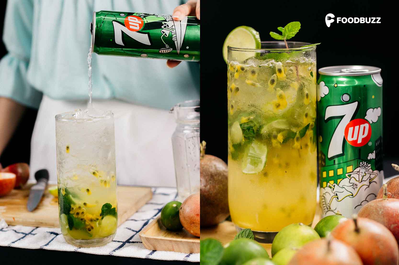 រូបមន្តភេសជ្ជៈដែលធ្វើឲ្យអារម្មណ៍ស្រស់ស្រាយ: 7UP Passion Fruit Mocktail