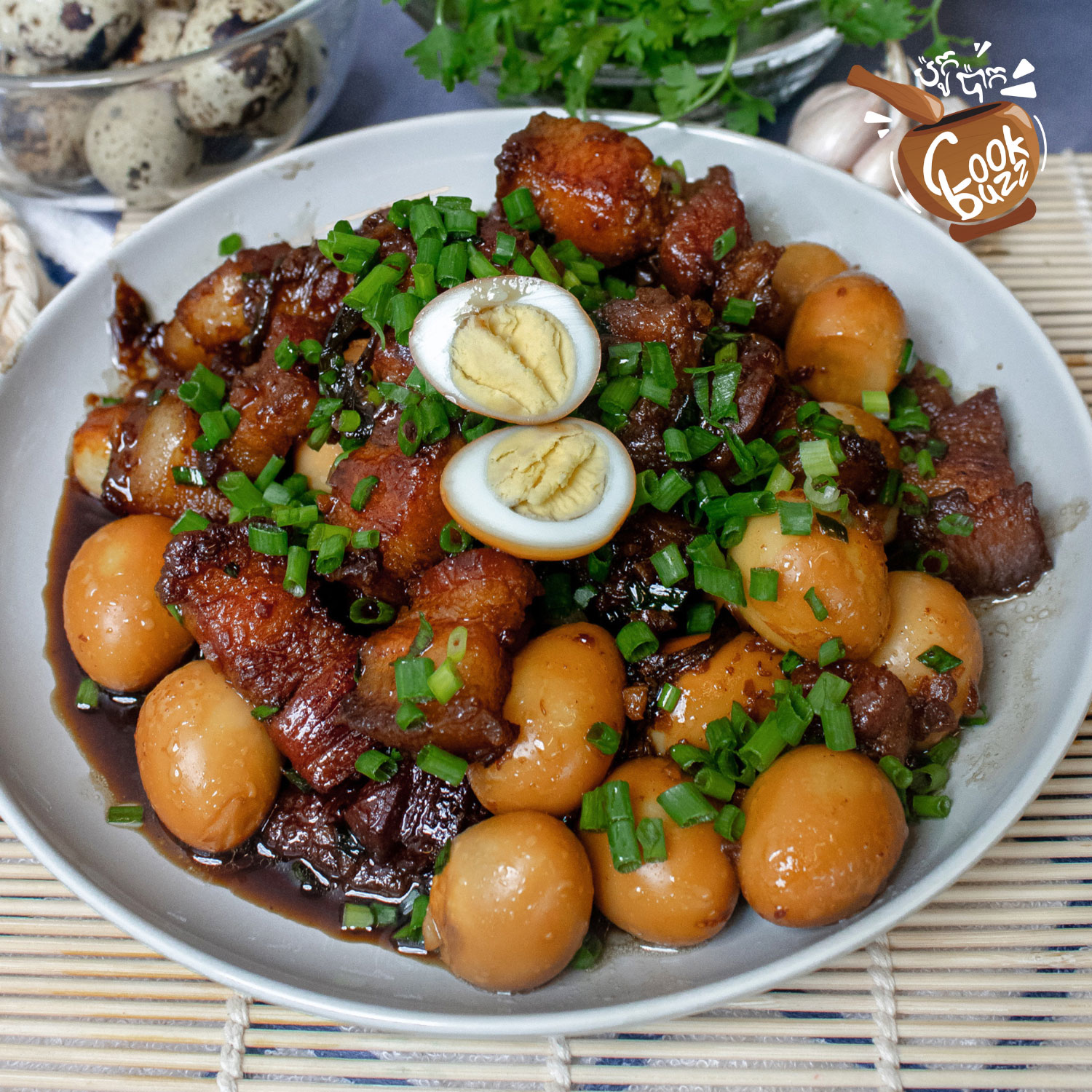 Quick and easy Pchum Ben recipe: Braised Pork Belly with Quail eggs!